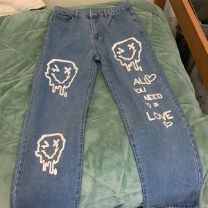 SHEIN | Jeans | Smiley Face Graphic Pants | Poshmark